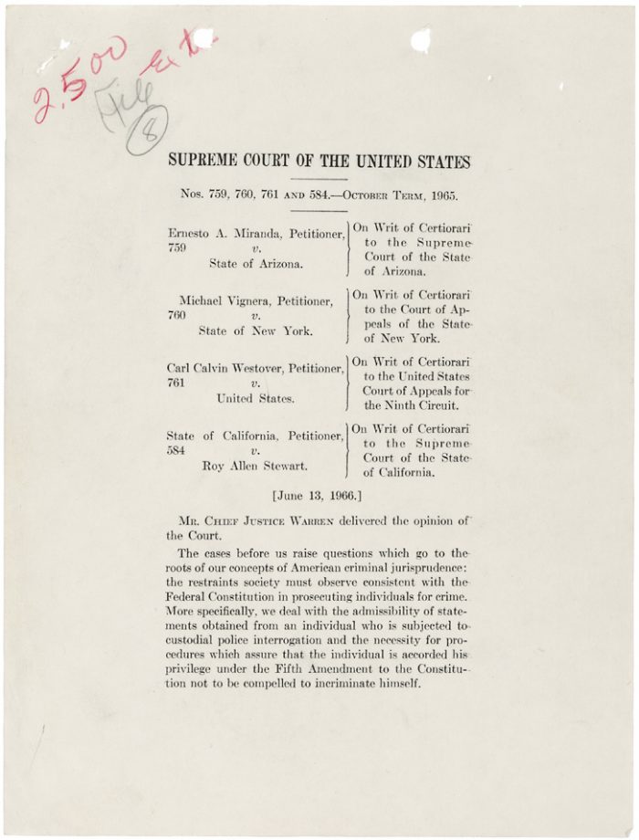 Miranda vs. Arizona Case Brief Essay [ Free Example ]